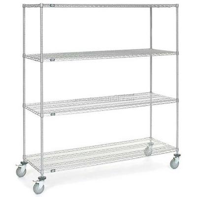 China ESD Wire Shelf Trolley with 4 Chrome Plated Shelves and Adjustable Height for EPA Storage for sale
