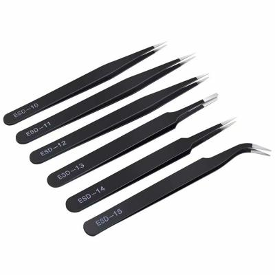 China Stainless Steel ESD Anti-static Tweezer Electronics Anti Static Clearnroom Tweezers High Precision for sale