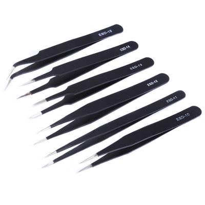 China Stainless Steel ESD Anti-static Tweezer Electronics Anti Static Clearnroom Tweezers High Precision for sale