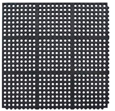 China Interlocking Antifatigue Tile Mats With Holes ESD Rubber Floor Mat Antistatic Anti Fatigue Mat for sale