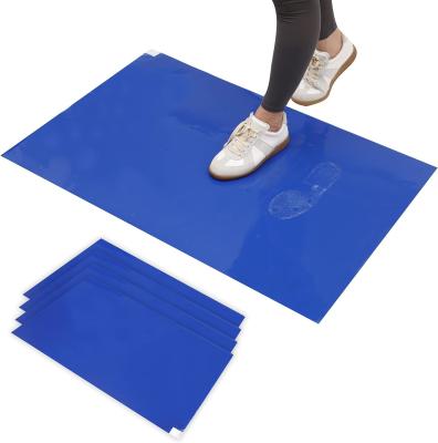 China Cleanroom ESD Sticky Mat Blue White 35-50μm PE Film Dirt Removal for sale