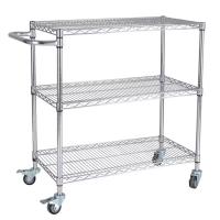 China 4 Layers Industrial Chrome Wire Basket ESD Shelf Trolley With 4 Inch Caster With Brake for sale