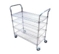 China 4 Layers Industrial Chrome Wire Basket ESD Shelf Trolley With 4 Inch Caster With Brake for sale