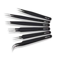 China Stainless Steel ESD Safe Tweezers 110mm for Electronics and Phone Repair for sale