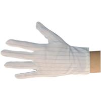 China Low Cost Cleanroom Electronics Industrial Safety Lint Free White Antistatic Stripe Polyester ESD Work Gloves for sale