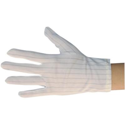 China Low Cost Cleanroom Electronics Industrial Safety Lint Free White Antistatic Stripe Polyester ESD Work Gloves for sale