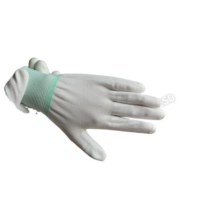 China ESD Conductive Gloves Polyester Anti-static Work Glove Anti-slip Carbon PU Tip Palm Fit for sale