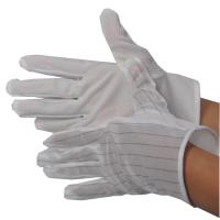 China ESD Work Glove White Antistatic with Safety Stripe Top, Fit for Cleanroom, Electronics Assembly and Industry Use for sale