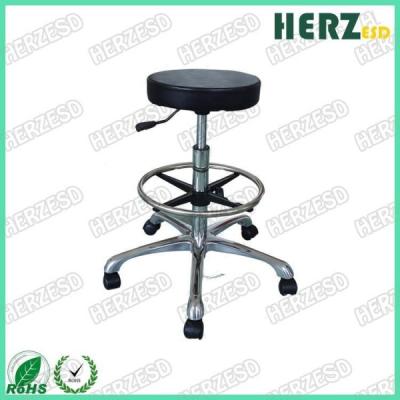 China Swivel High ESD PU Leather Antistatic Round Stool with Footrest - 320mm Seat, 640-840mm Height Adjustment for sale