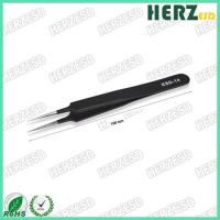 China ESD-14 Black Anti-Static Tweezers 108mm Length for Electronics Assembly and Cleanroom Applications for sale