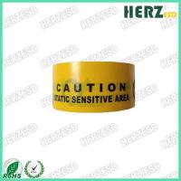 China ESD Warning Caution Tape - Yellow PVC/PE Material with Black Printing, 76mm Core for Electrostatic Protection for sale