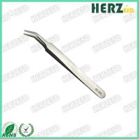 China 15 Degree Angle ESD Safe Tweezers - Stainless Steel Anti-Magnetic Curved Flat Tip for Electronics Assembly for sale