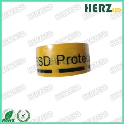 China ESD Warning Tape 50mm x 33M with 76mm Core - Yellow Electrostatic Protected Area Marking Tape for Electronic Packaging for sale