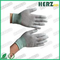 China HZ-4503F ESD Safe Gloves with PU Finger Tip Coating - 1×10⁶-⁸/cm Surface Resistivity, 13 Gauge Carbon Fiber Construction for sale