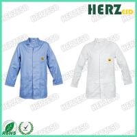 China OEM 5mm Grid Polyester ESD Cleanroom Coverall & Lab Coat for Class 10-10,000 Environments for sale