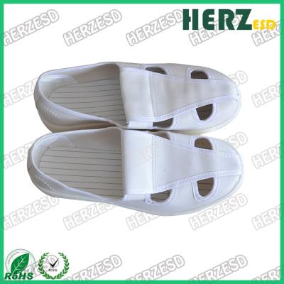 China HZ-4306 ESD Cleanroom Slipper with PVC Sole 10⁷-10⁹ Ohm Anti-Static Shoes White Washable for sale
