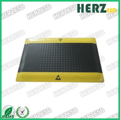 China Yellow Black ESD Anti-Fatigue Mat 20mm Thick with 10⁸-10⁹ Ohm Surface Resistance for Electronics Manufacturing for sale