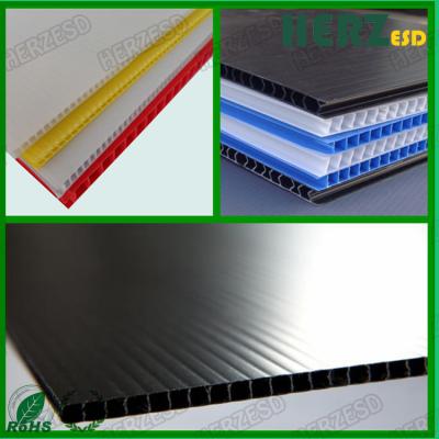 China ESD Conductive Polypropylene Corrugated Board - 2-12mm Thickness, 10³-10¹¹ Ohms Surface Resistance for Electronic Packaging for sale