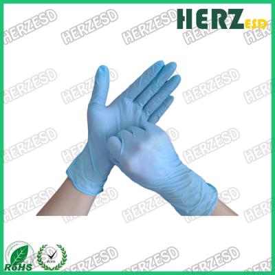 China Powder Free Blue Nitrile Disposable Gloves 9''-12'' with Finger Dotted ESD Safety for Medical and Industrial Use for sale
