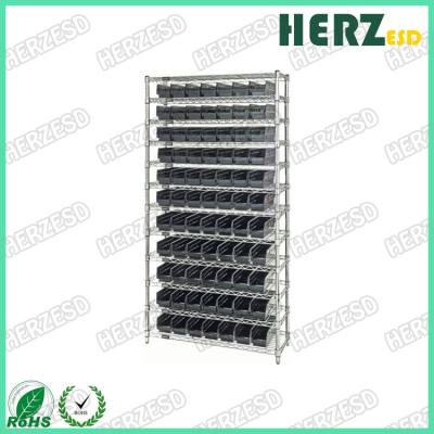 China Customized ESD Storage Shelves - 3-Layer Wire Shelving System with 70kg Castors and 10e6-10e9 Ohm Resistance for sale