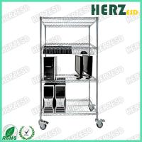 China HZ-28102 Anti Static Stainless Steel ESD Wire Shelf Rack with Wheels - 1500mm Height, 70kg Caster Capacity for sale