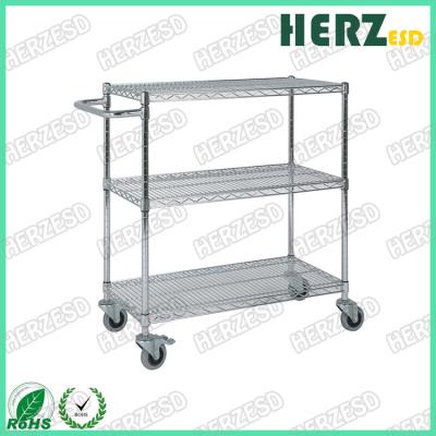 China HZ-28102 Stainless Steel ESD Wire Shelf Trolley - 4 Layers, 1500mm Height, 70kg Castor Capacity for sale