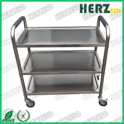 China 201/304 Stainless Steel ESD Safe Medical Dressing Trolley with 4 Swivel Wheels and Adjustable 1-5 Layer Shelves for sale
