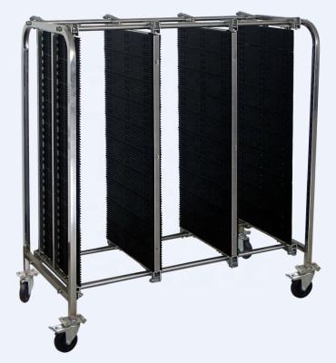 China Handle Adjustable SS304 Frame 4 Wheels ESD Magazine Rack - 950×620×1300mm PCB Storage Trolley with Conductive Wheels for sale
