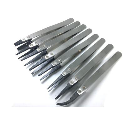 China 130mm Ceramic tips Interchangeable ESD Stainless Steel Tweezers for sale