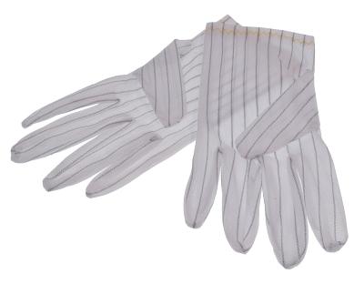 China HZ-4501 Safety White Antistatic Stripe Polyester ESD Work Gloves with 10^10 Ohms Surface Resistivity for Electronics Industry for sale