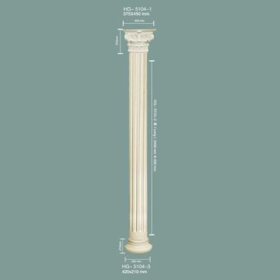 China PU Roman Column HG-5104 Decorative Moulding - Fire-Proof, Water-Proof Interior Design Element with 80% Cost Savings for sale