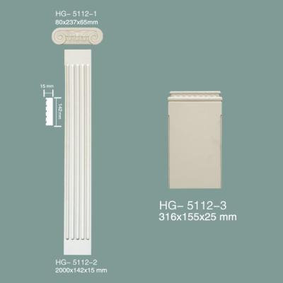 China PU Pillar Roman Column Polyurethane Moulding HG-5112 - Fire-Proof Waterproof Interior Decorative Column for sale