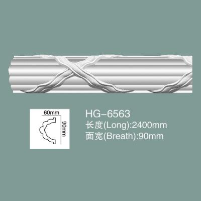 China PU Wall Moulding Dado Rail Foam Skirting Board PU Wall Baseboard HG-6563 for sale