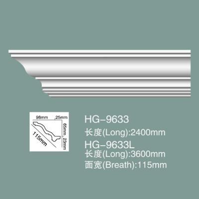China Foam Skirting Ceiling Cornice Polyurethane Crown Moulding HG-9633 for sale