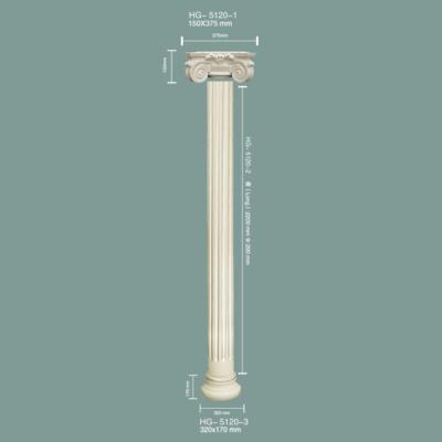 China PU Roman Column HG-5120 Decorative Moulding - Fire-Proof & Water-Resistant Interior Design Element with 80% Cost Savings for sale