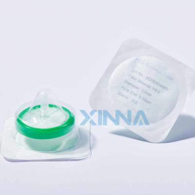 China Hydrophilic PES Syringe Filters 0.2-1.2μm Pore Size with 13-33mm Diameter for Laboratory Filtration for sale