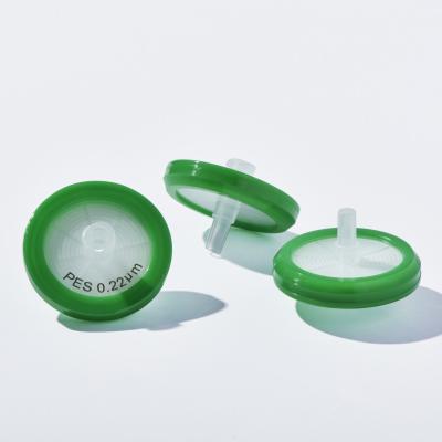 China 0.22 Micron PES Syringe Filters 13mm 25mm 33mm with 87psi Pressure and 90°C Temperature Rating for sale