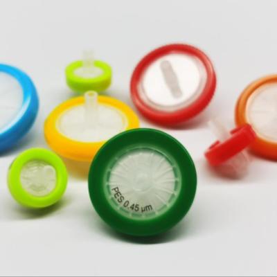 China OEM Disposable PES Syringe Filter 0.45μm Pore Size in 13mm 25mm 33mm Diameter with 58.2 mL/min Flow Rate for sale