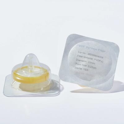China Sterile Hydrophilic PVDF Syringe Filters 0.22μm 33mm with HPLC-Certified Membrane and Low Protein Binding for sale