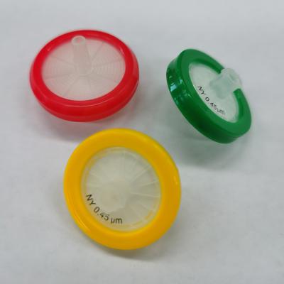 China Nylon Syringe Filter 0.45μm 33mm Non Sterile Hydrophilic HPLC Sample Prep for sale