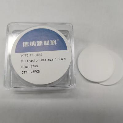 China 1.0μm Hydrophilic PTFE Membrane Filter 37MM Diameter for Laboratory Liquid Filtration for sale