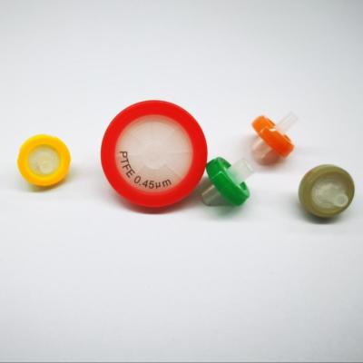 China 0.22μm and 0.45μm Hydrophobic PTFE Syringe Filters for HPLC GC Sample Filtration 13/25/33mm for sale