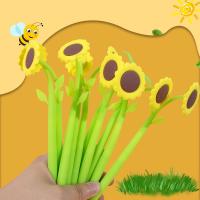 China Cute Cartoon Sunflower Silicone Neutral Pen Student Stationery Swing Gift Pen for sale