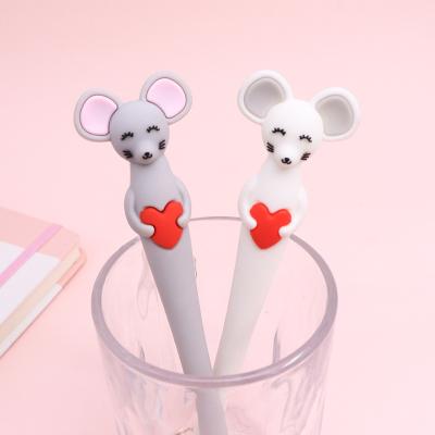 China Creative Cartoon Little Mouse Silicone Gel Pen 0.5mm Needle Tube Neutral Pen for sale