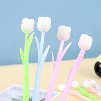 China Colorful Soft Rubber Creative Gel Ink Pen 0.5mm Color Changing Rose Shape Neutral Pen for sale
