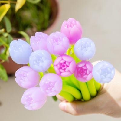 China Flower Design Tulip Color Changing Neutral Pen 0.38mm Office School Gift Pen for sale