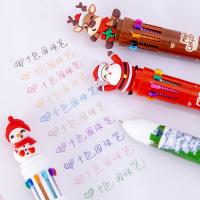 China Christmas Ten Color Bullet Ballpoint Pen Cartoon Press Journal Ball Pen for sale