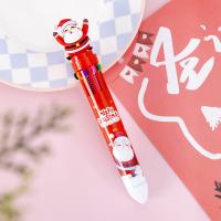 China Christmas Ten Color Bullet Ballpoint Pen Cartoon Press Journal Ball Pen for sale