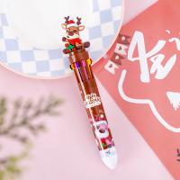 China Christmas Ten Color Bullet Ballpoint Pen Cartoon Press Journal Ball Pen for sale