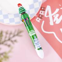 China Christmas Ten Color Bullet Ballpoint Pen Cartoon Press Journal Ball Pen for sale